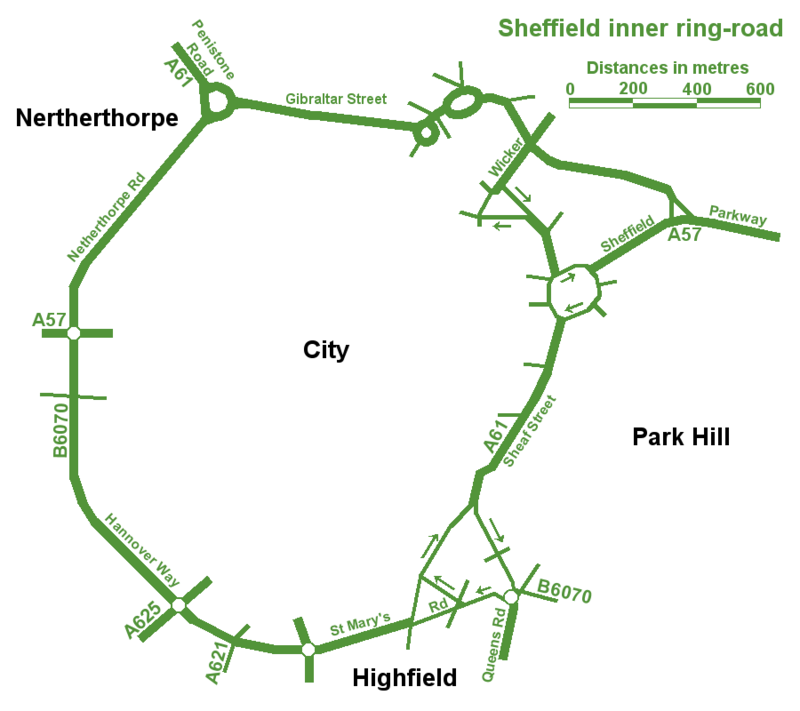 “One side of the city centre to the other, and less than a mile. By car ...