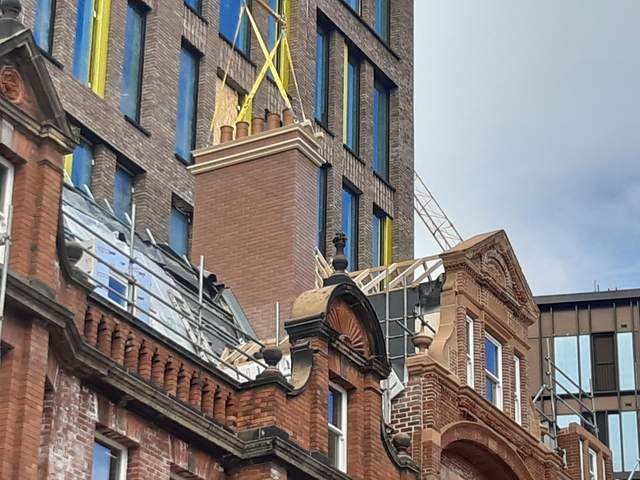 Replacement chimneys arrive at Pepper Pot building